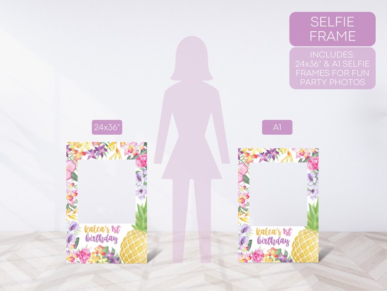 Editable Luau Photo Prop Frame, Hawaiian Selfie Frame Prop, Printable ...