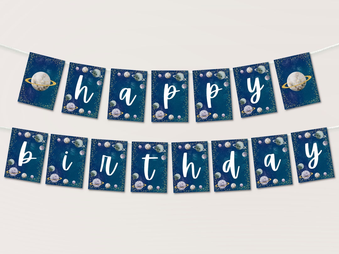 Space Happy Birthday Banner, Personalized Birthday Banner, Birthday ...