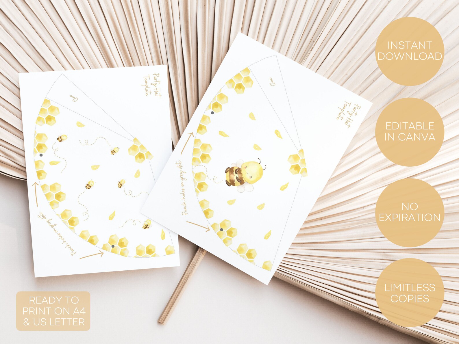 Editable Bee Party Hat, Birthday Party Hats, First Birthday Hat, 1st ...