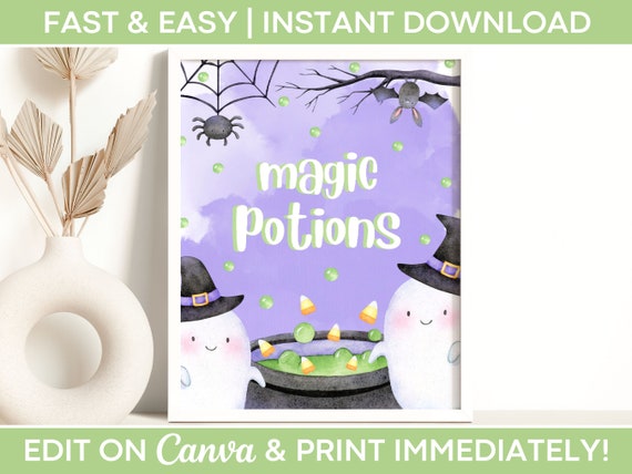 Editable Halloween Magic Potions Sign Halloween Birthday - Etsy