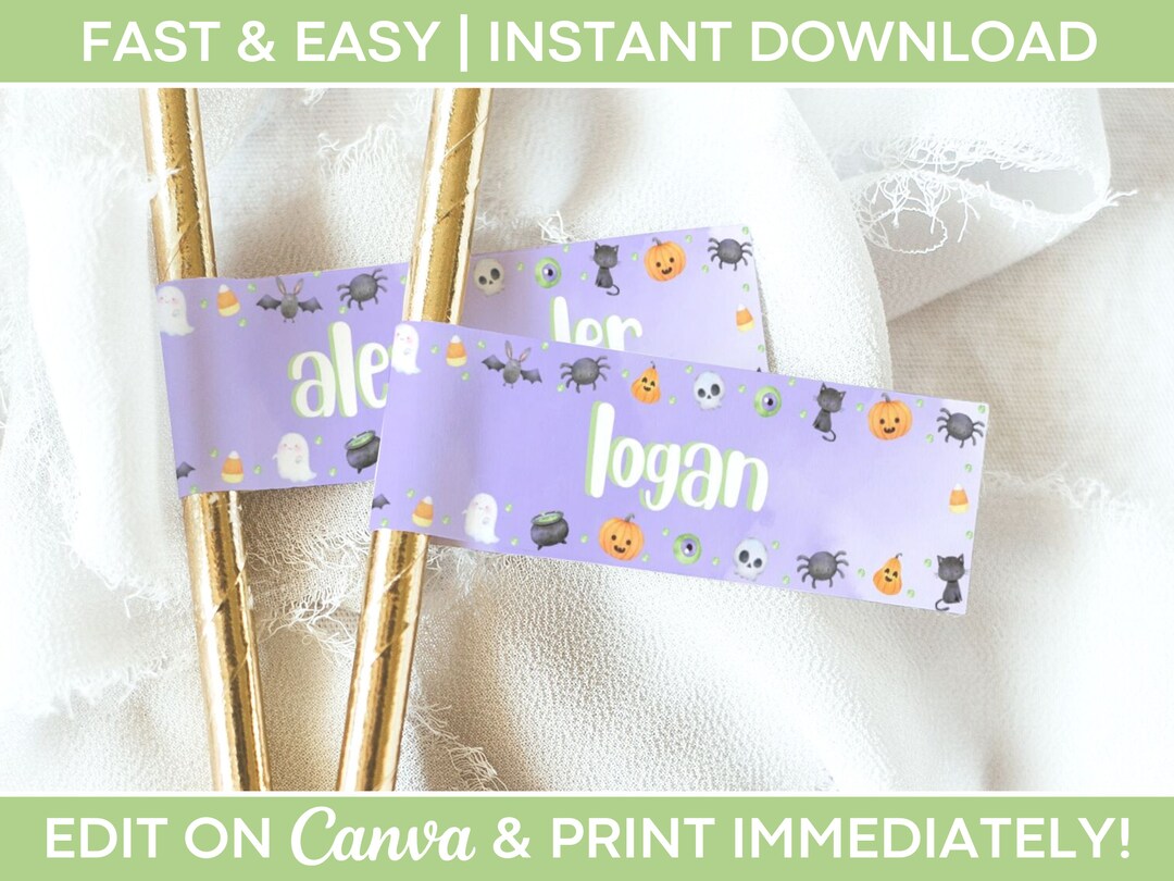 Editable Halloween Straw Toppers, Halloween Drink Topper, Halloween ...