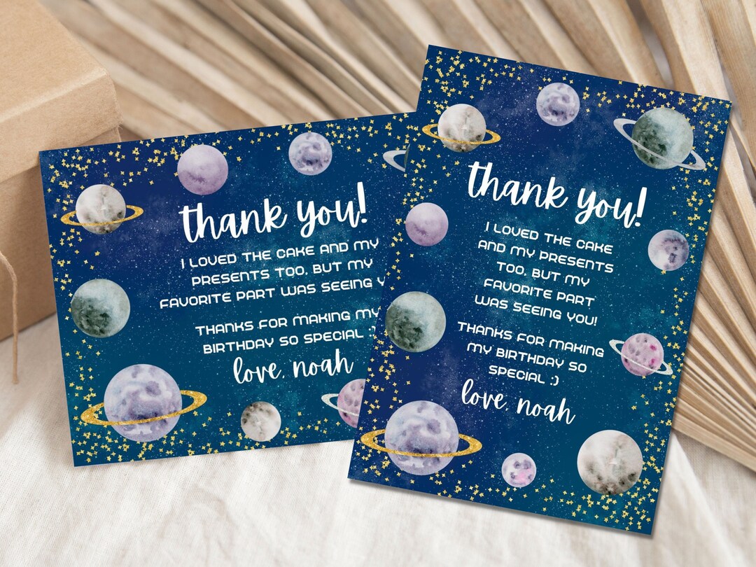 Space Thank You Cards, Thank You Card Template, Thank You Card ...