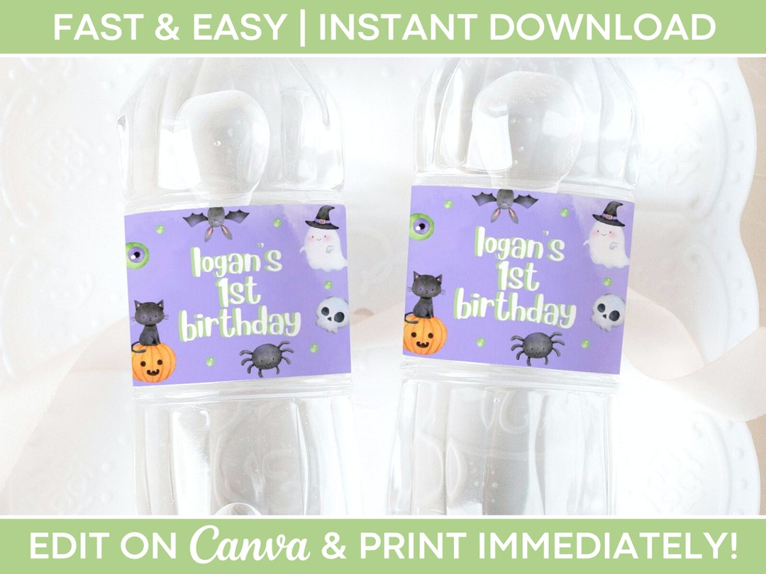 Editable Halloween Water Bottle Labels, Water Bottle Label Template ...