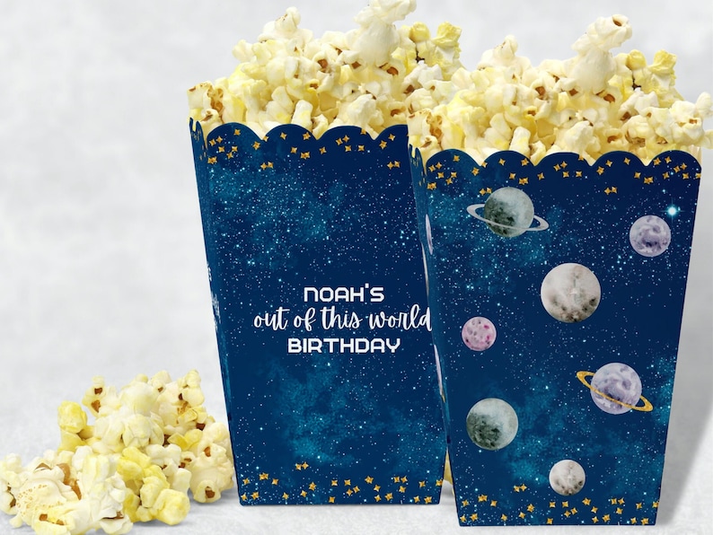 Space Popcorn Box, Popcorn Box Template, Candy Box Personalized ...
