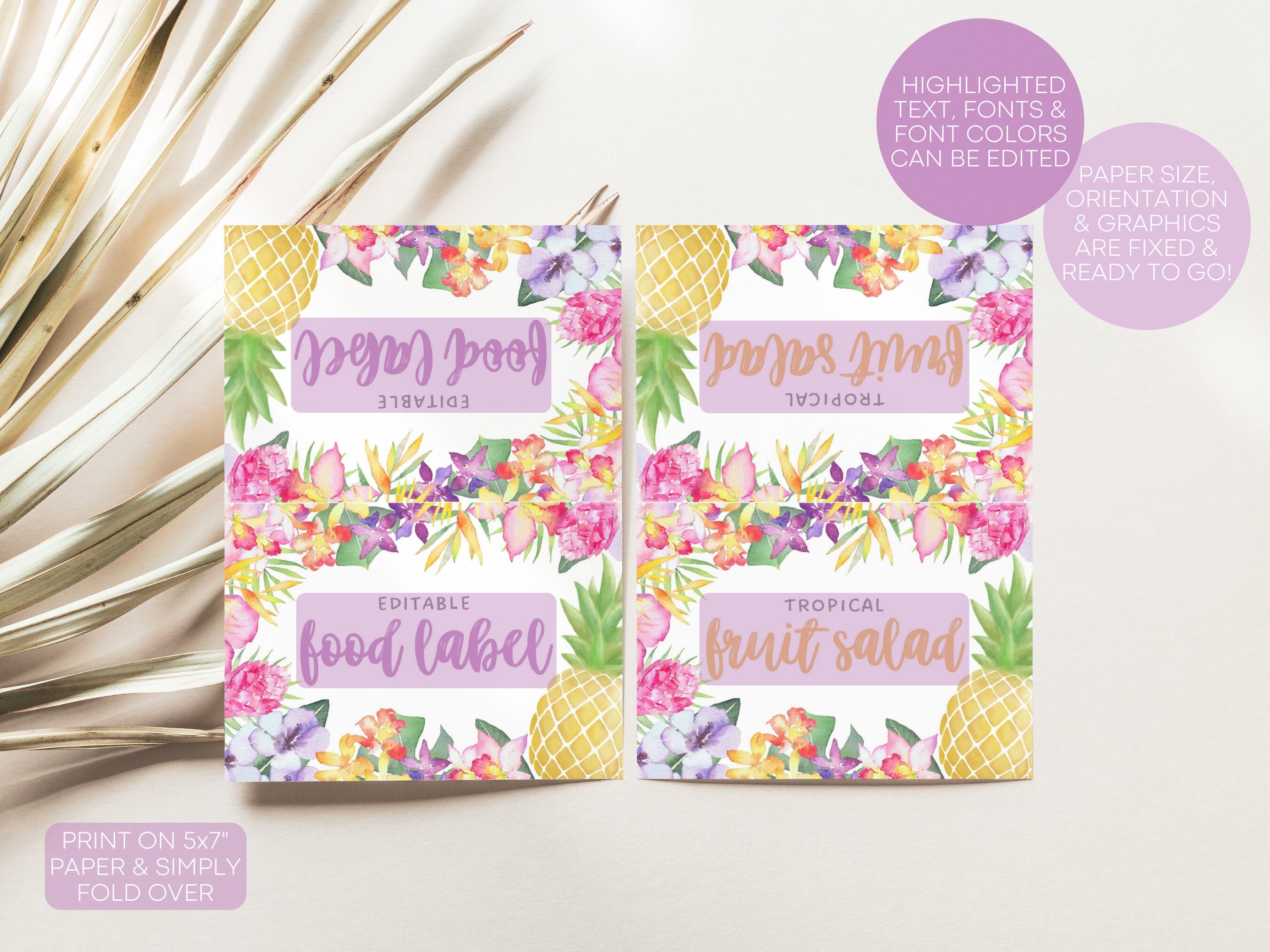 Editable Luau Food Labels, Luau Buffet Labels, Tropical Place Cards ...
