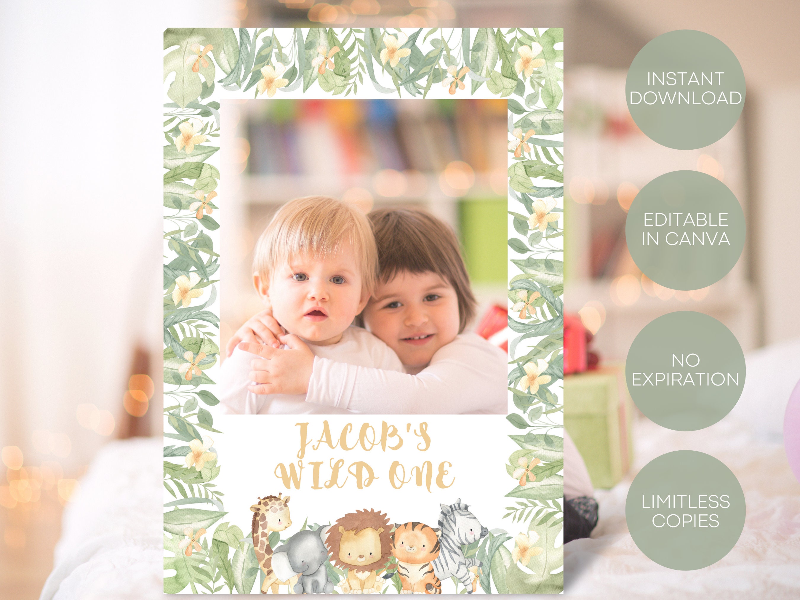 Editable Safari Selfie Frame, Photo Prop Frame Printable, Instagram ...