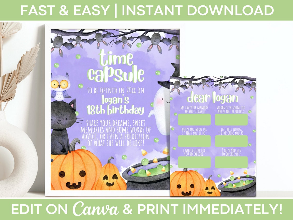 Editable Halloween Time Capsule Sign Spooky One Time Capsule - Etsy