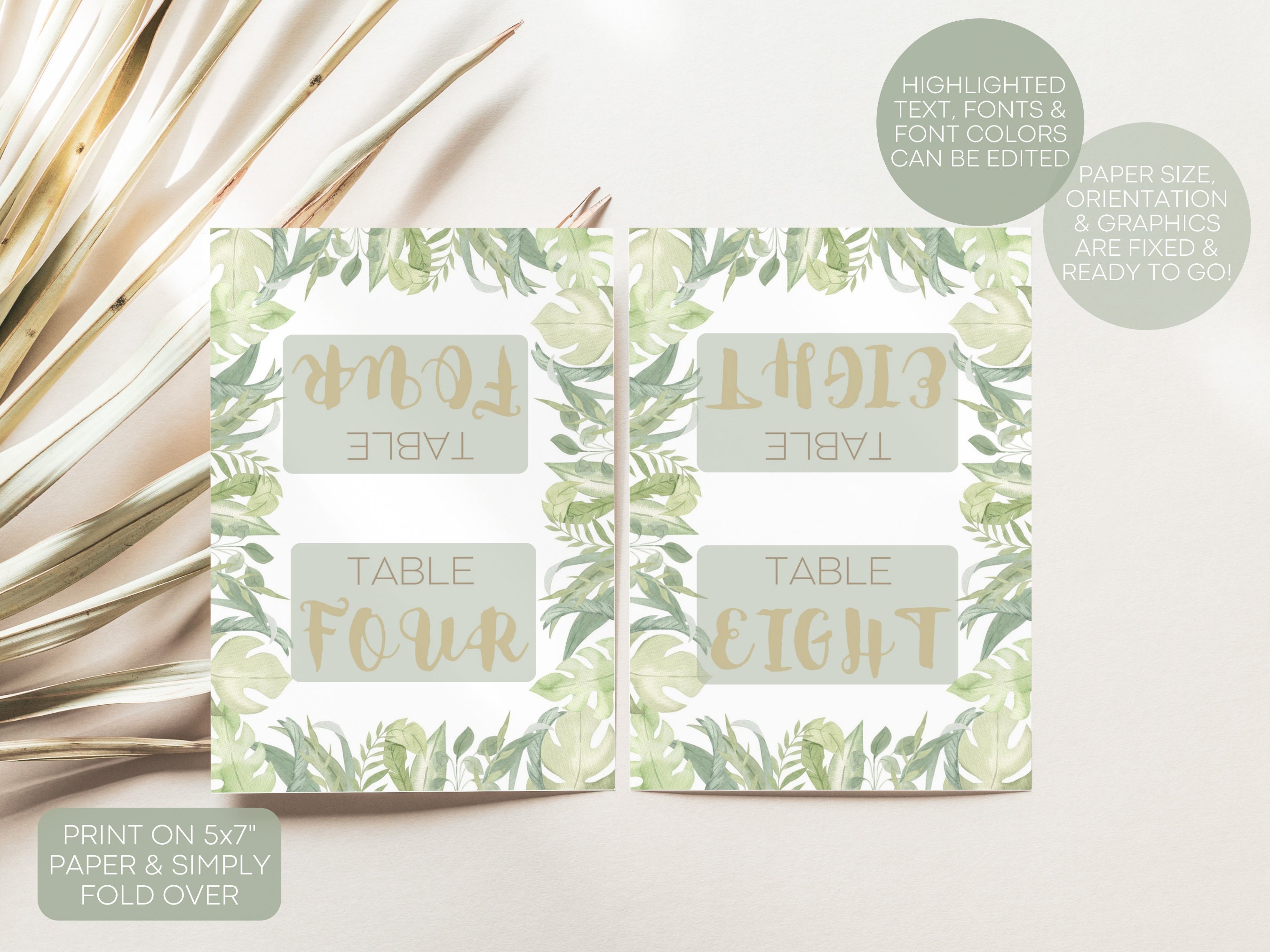 Editable Safari Table Numbers, Tented Table Numbers, Table Number ...