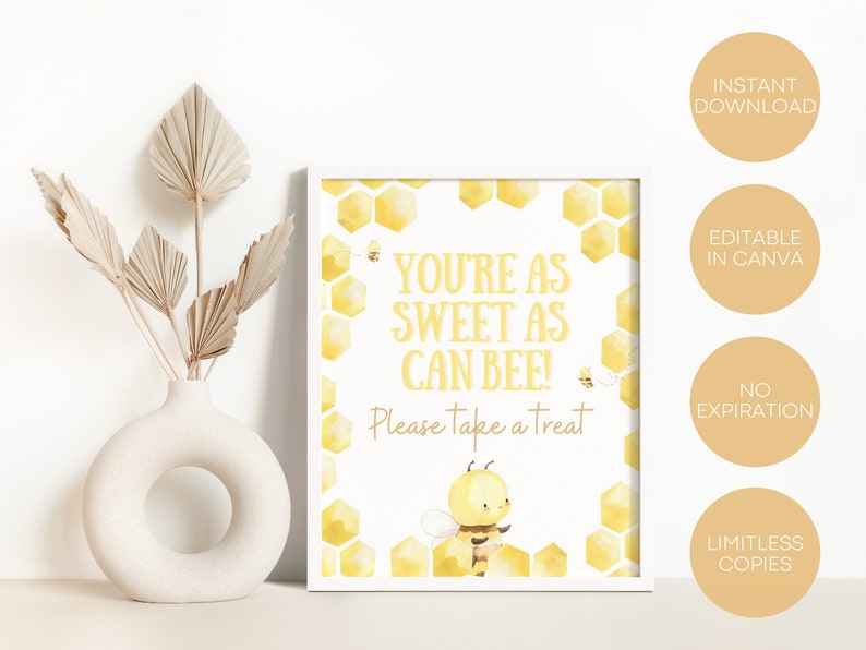 Editable Bee Party Table Sign, Bee Birthday Sign, Table Sign Template ...