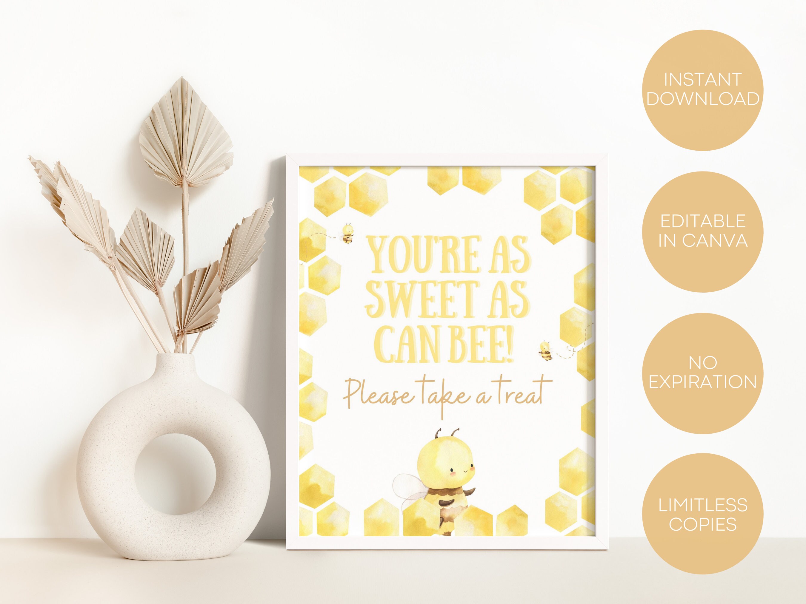 Editable Bee Party Table Sign, Bee Birthday Sign, Table Sign Template ...