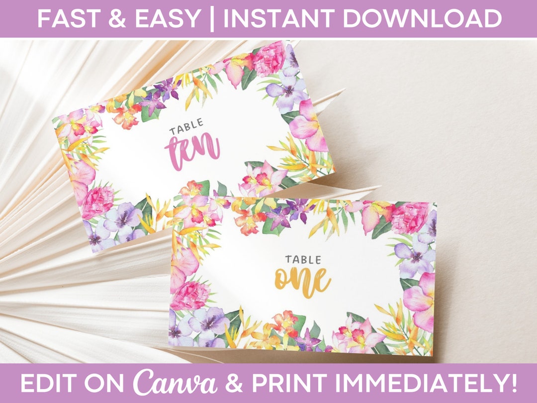Editable Luau Table Numbers, Tropical Table Numbers, Hawaiian Birthday ...