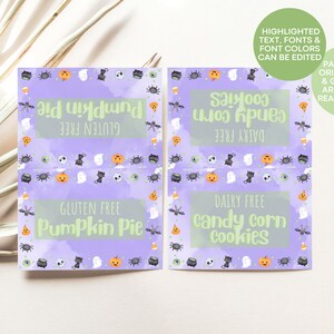 Editable Halloween Food Labels, Halloween Food Tent Cards, Halloween ...
