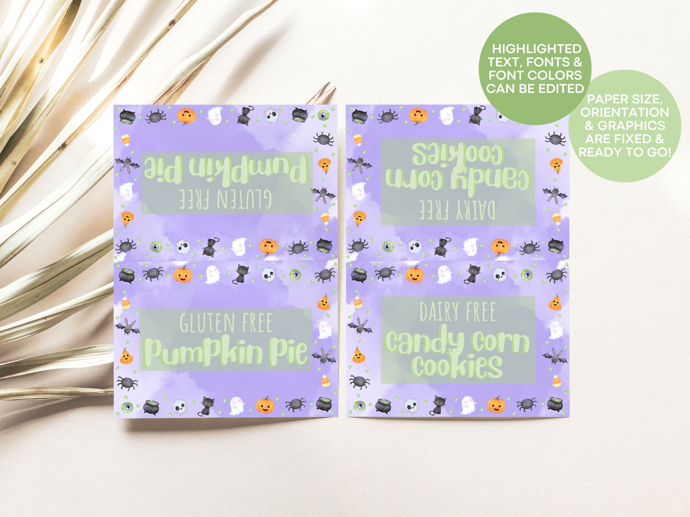 Editable Halloween Food Labels Halloween Food Tent Cards - Etsy