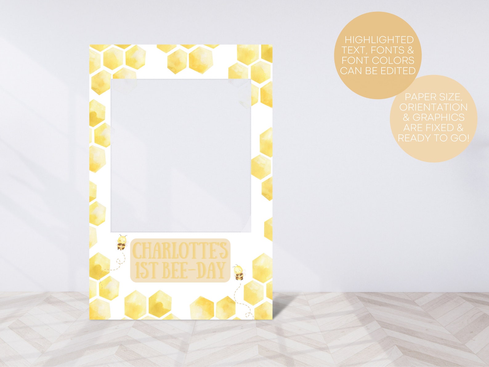 Editable Bee Selfie Frame Birthday Selfie Frame Photo Booth | Etsy