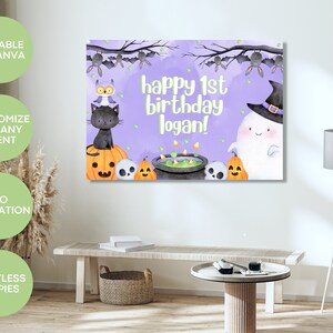 Editable Halloween Background, Halloween Party Backdrop, Halloween ...