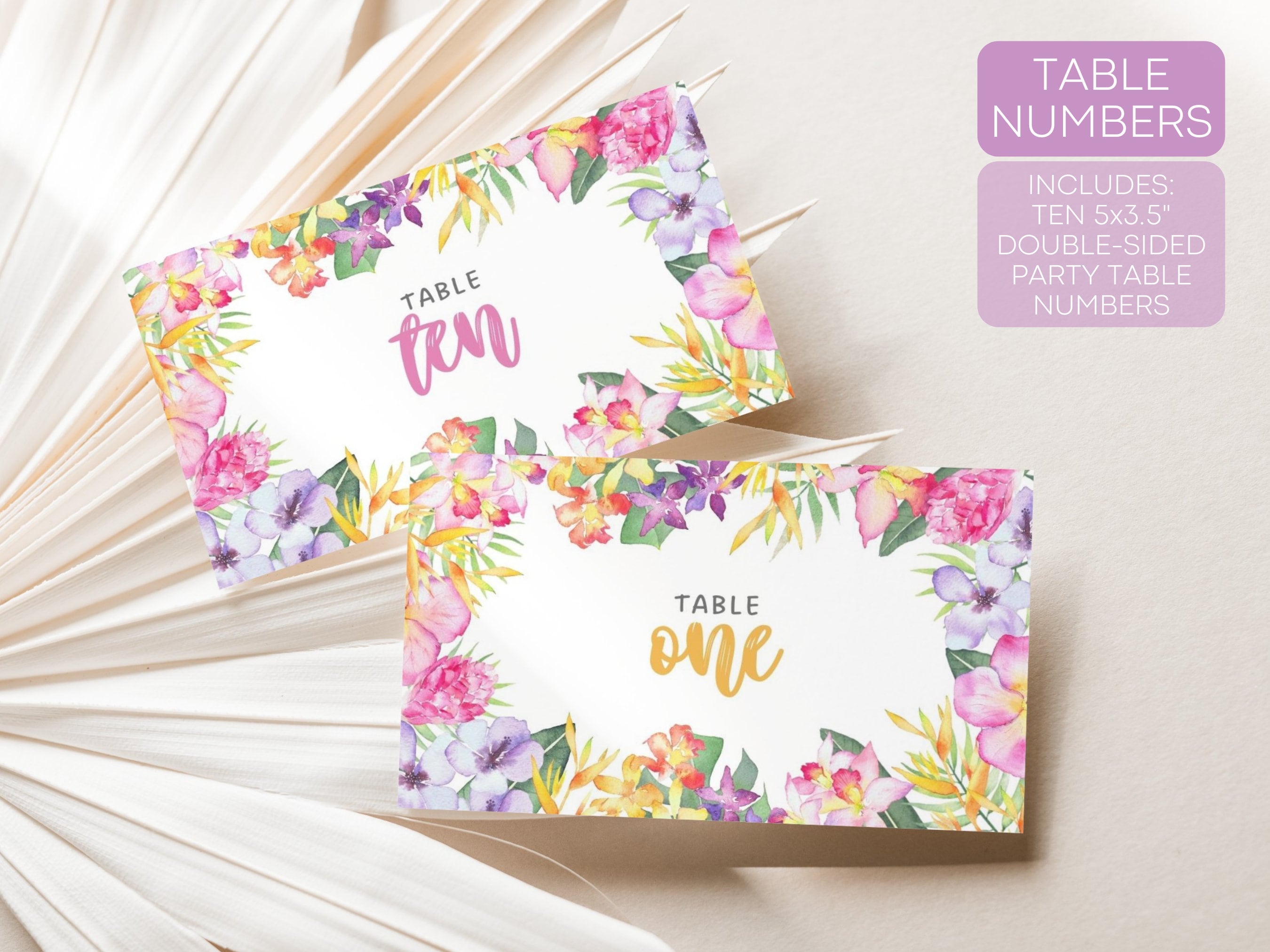 Editable Luau Table Numbers, Tropical Table Numbers, Hawaiian Birthday ...