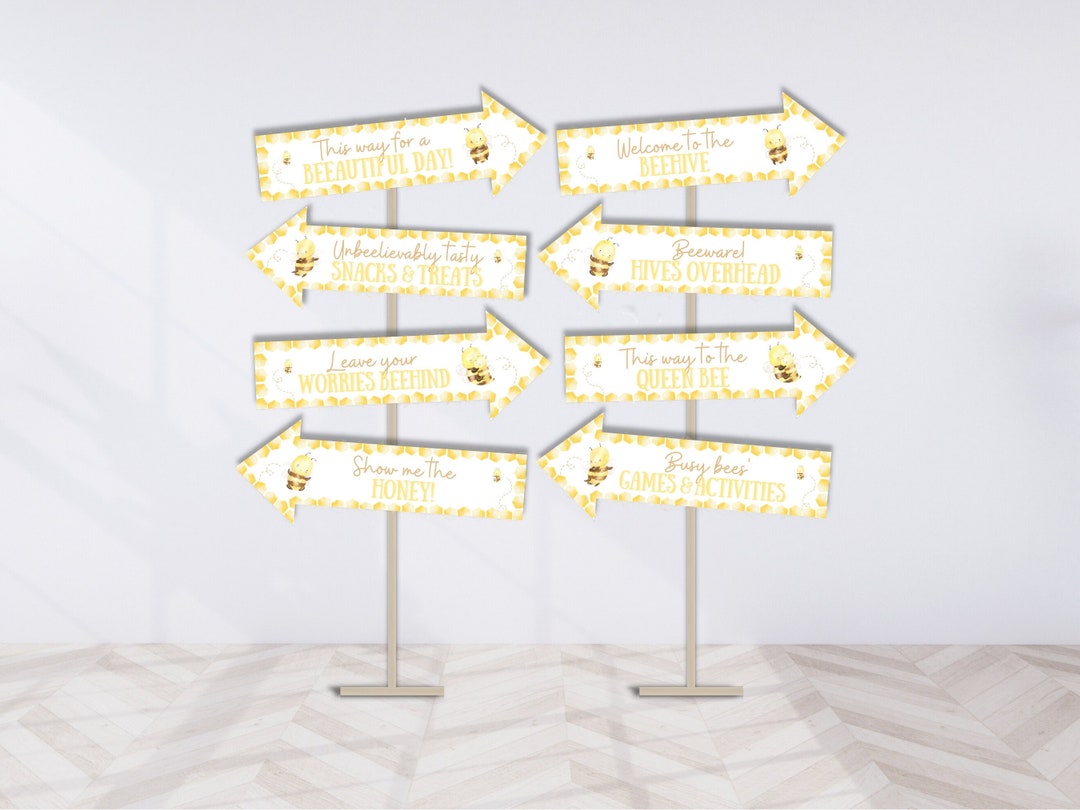 Editable Bee Directional Signs, Bee Direction Signs, Custom Directional ...
