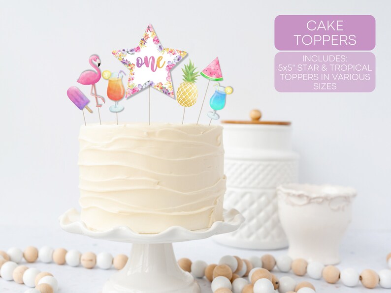 Editable Luau Cake Topper, Hawaiian Cake Topper, One Cake Topper ...