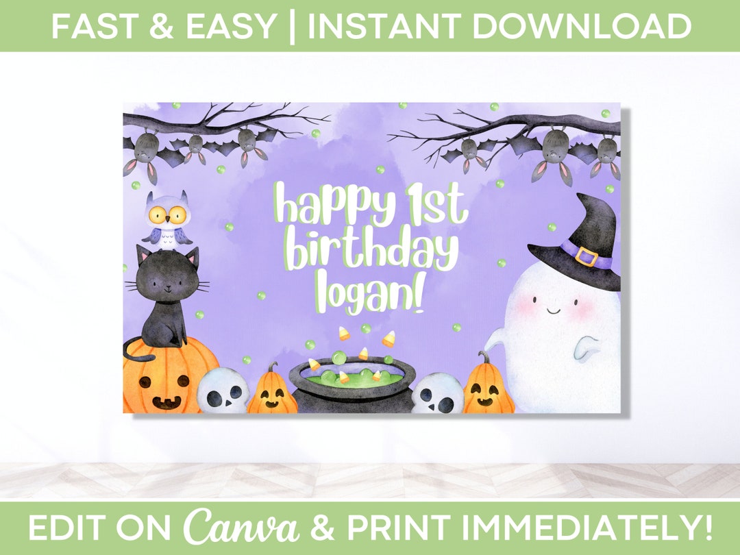 Editable Halloween Background, Halloween Party Backdrop, Halloween ...