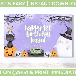 Editable Halloween Background, Halloween Party Backdrop, Halloween ...