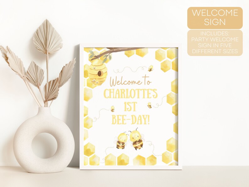 Editable Bee Welcome Sign, Birthday Welcome Sign Template, Birthday ...