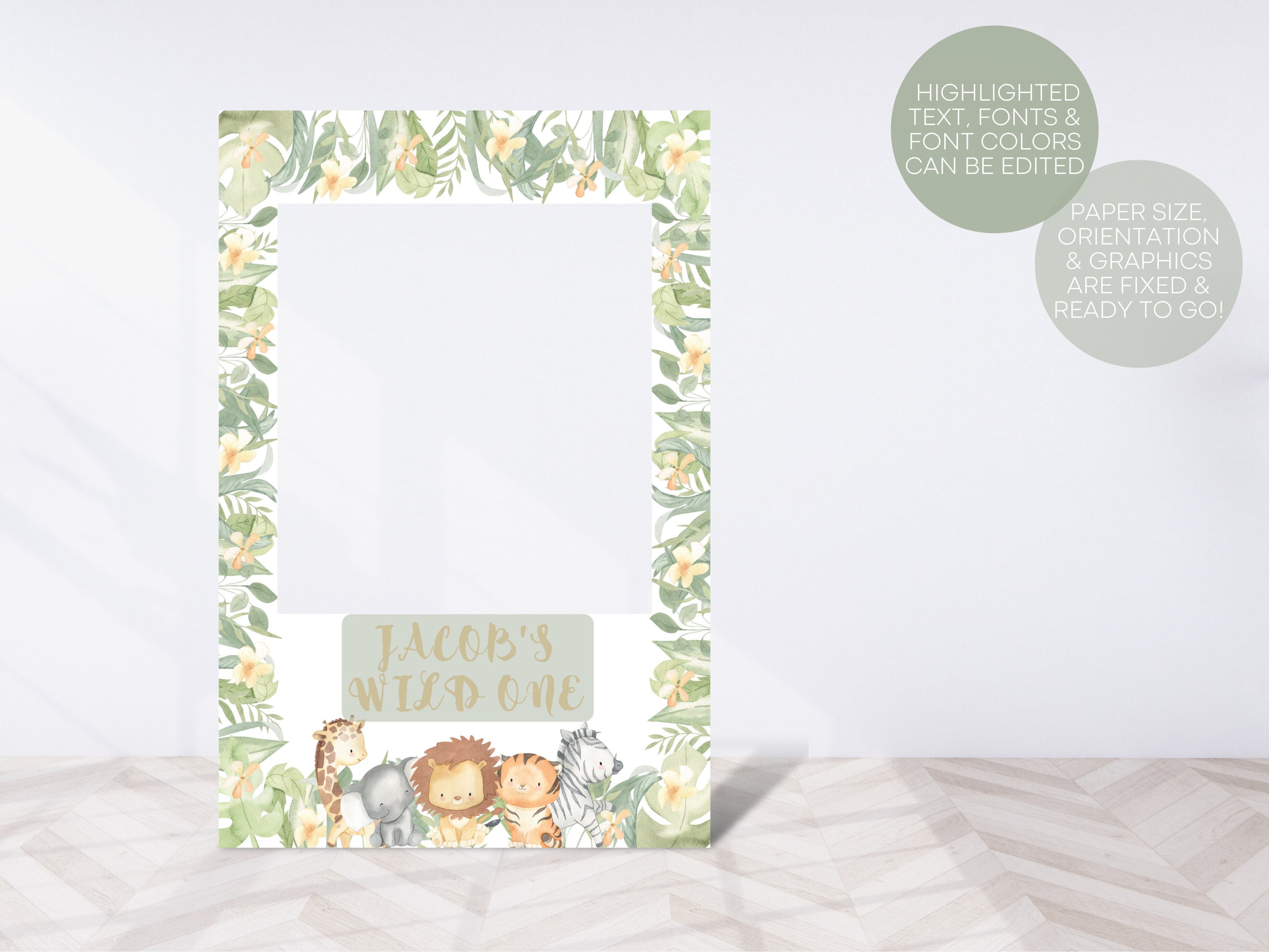 Editable Safari Selfie Frame, Photo Prop Frame Printable, Instagram ...