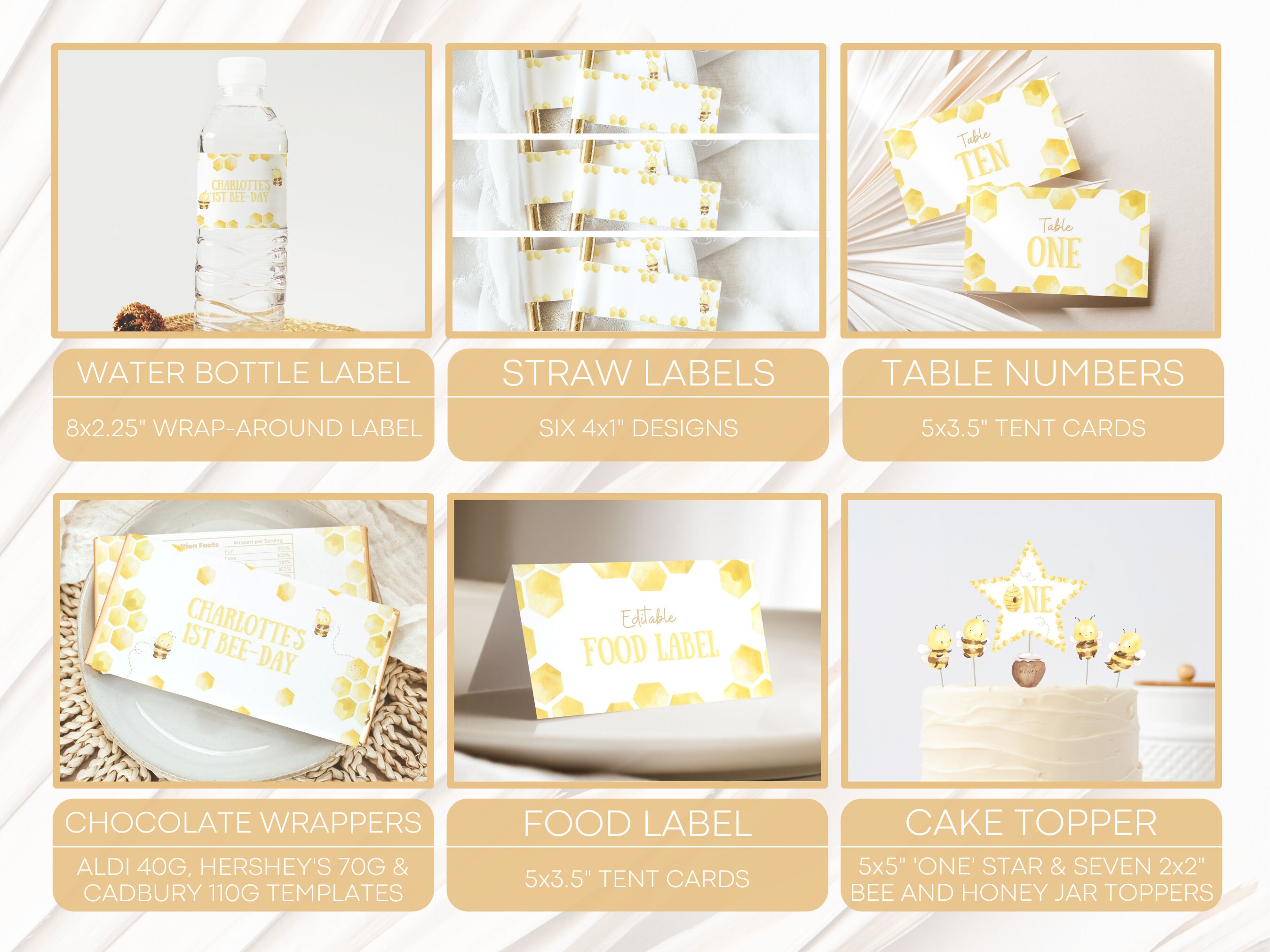 Editable Bee Birthday Decorations Bundle, First Birthday Decorations ...