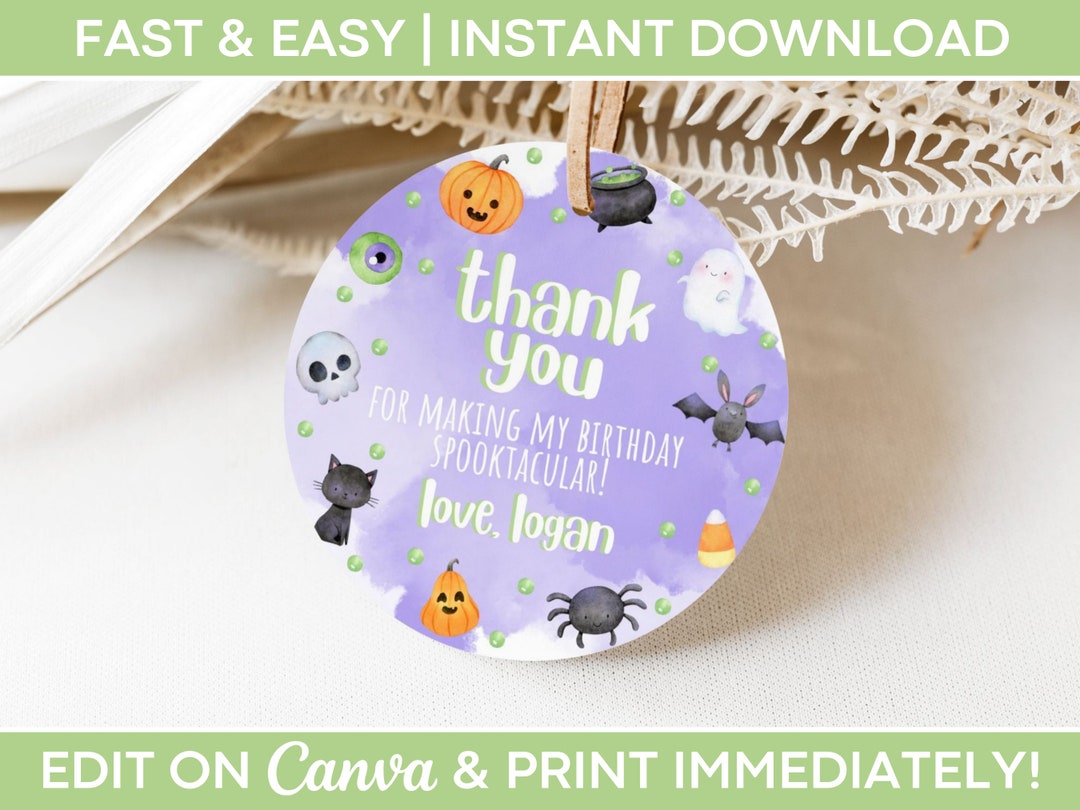Editable Halloween Favor Tags, Halloween Gift Tags, Birthday Favor Tags ...