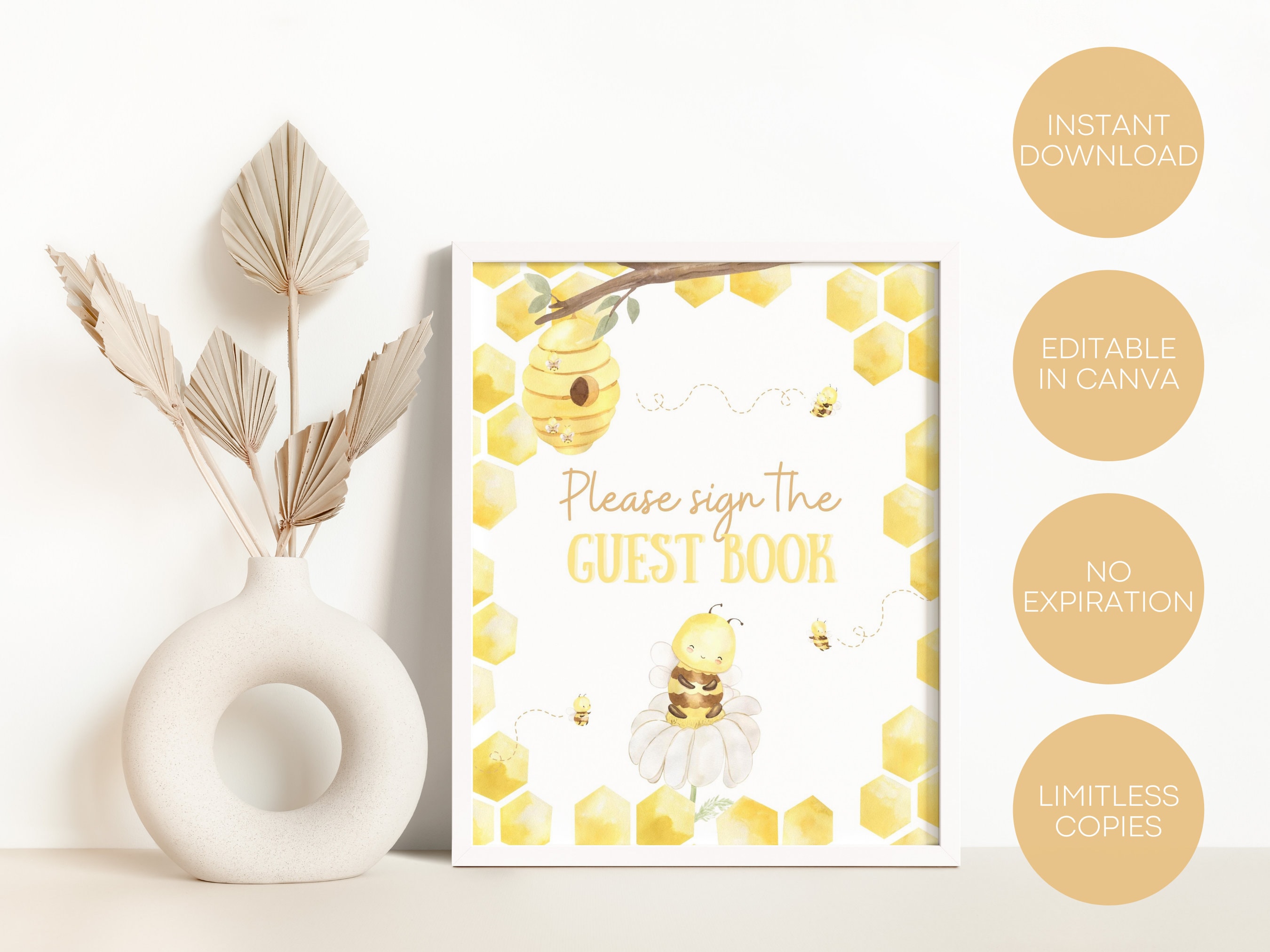 Editable Bee Birthday Sign, Custom Birthday Sign, Table Sign Template ...