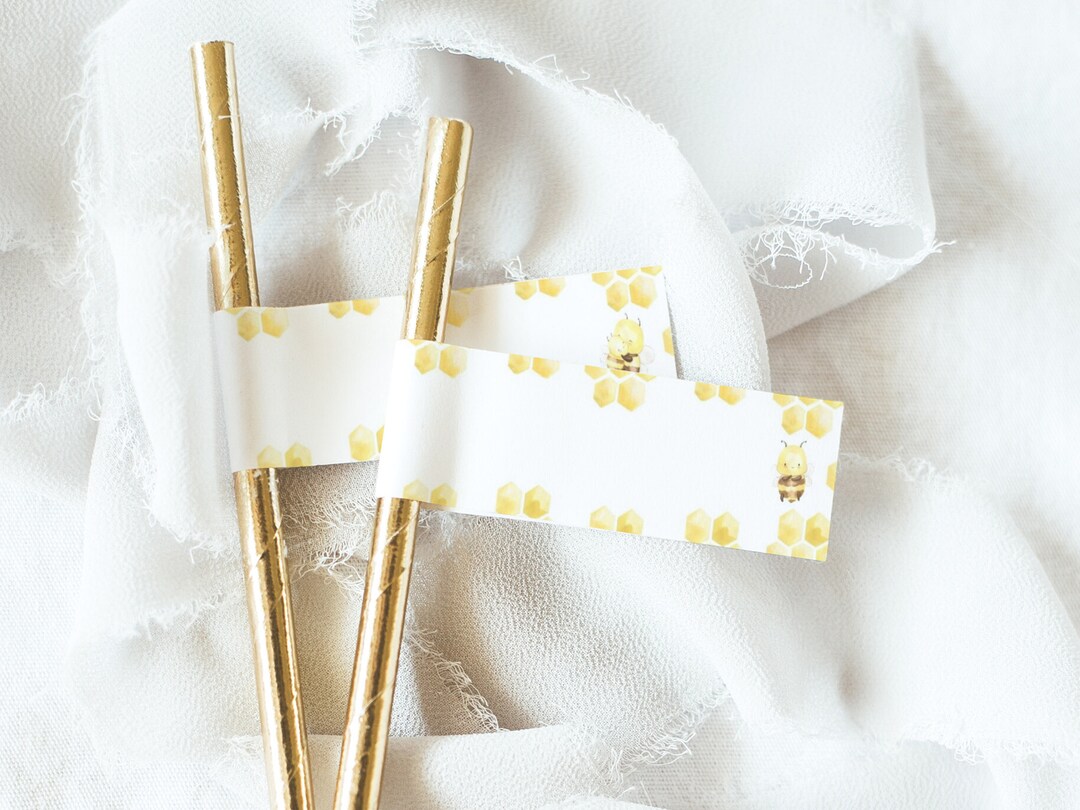 Editable Bee Straw Label, Straw Label Template, Birthday Straw Flags ...