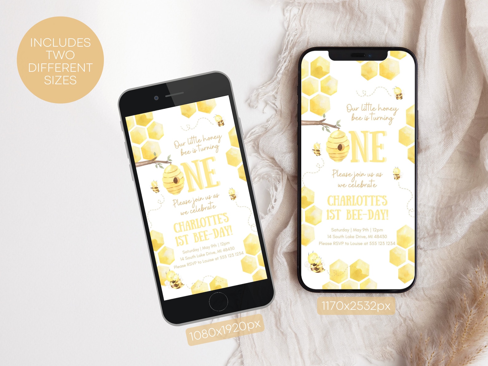 Editable Bee Invitation Bee Day Party Invitation 1st Bee Day - Etsy