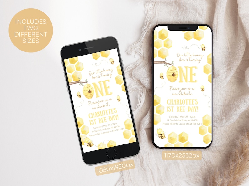 Editable Bee Invitation Bee Day Party Invitation 1st Bee Day - Etsy