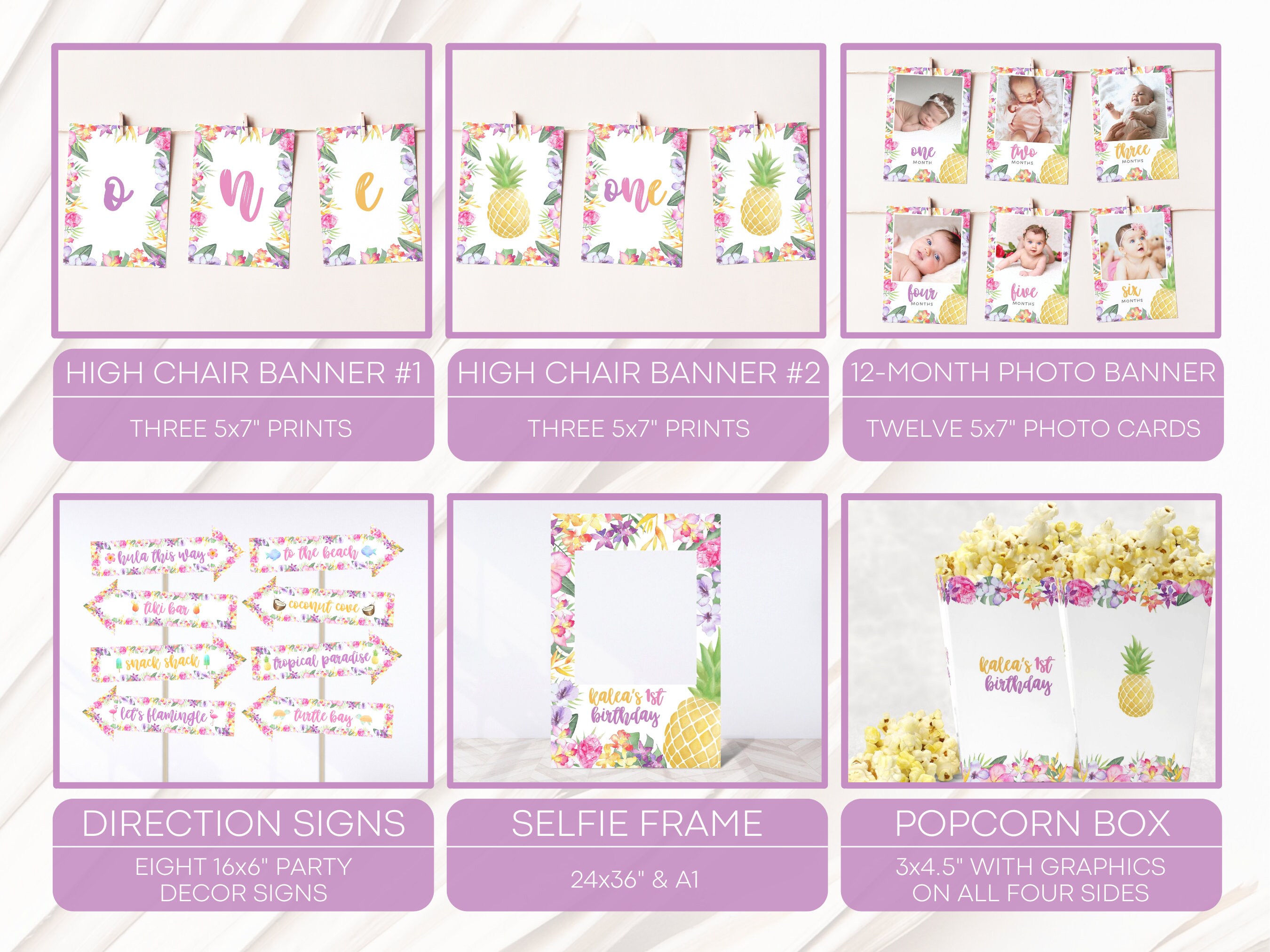 Editable Luau Party Decorations Bundle, Tropical Birthday Bundle ...