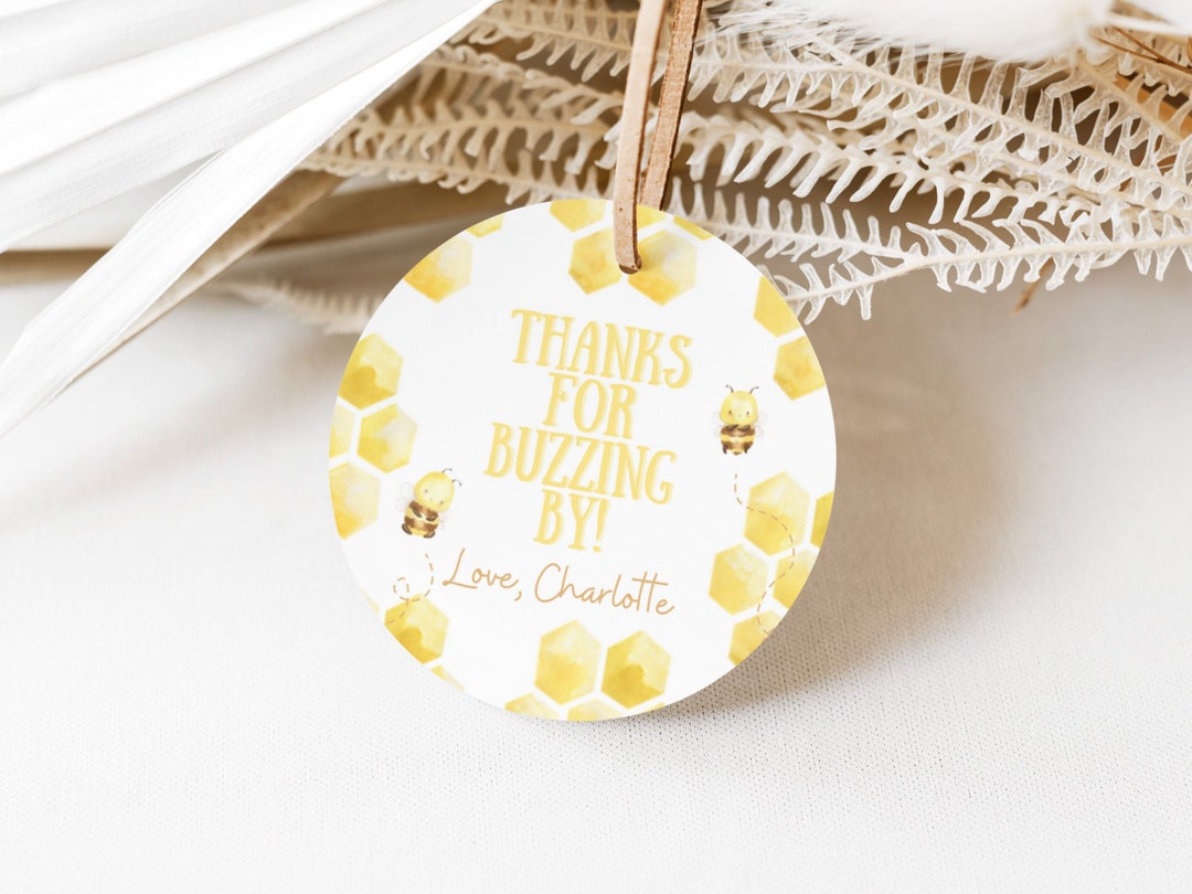 Editable Bee Gift Tag, Bee Birthday Thank You Tag, Favor Tag Template ...