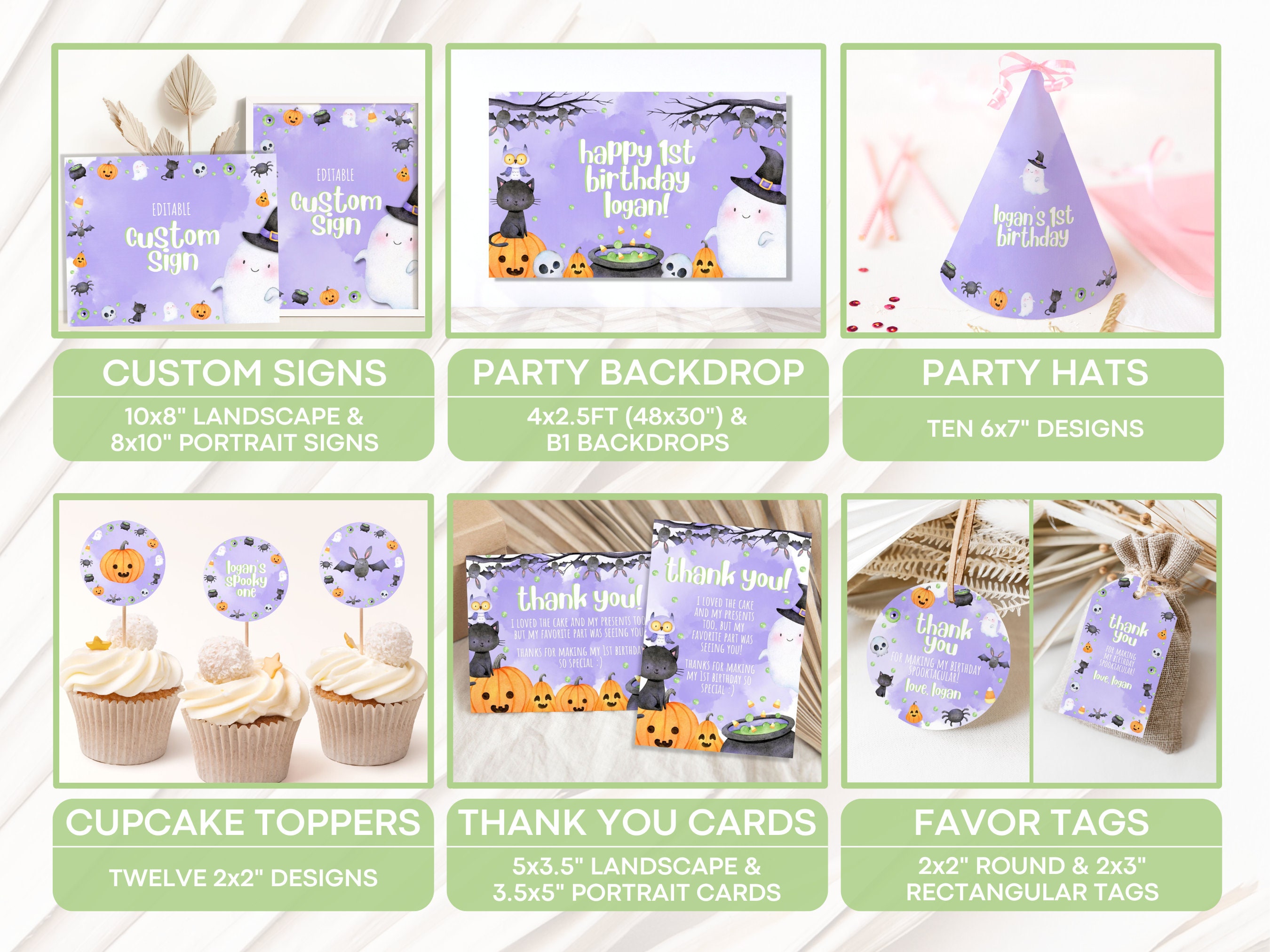 Editable Halloween Party Decorations Bundle, Halloween Birthday Bundle ...