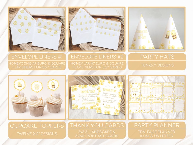 Editable Bee Birthday Decorations Bundle First Bee Day | Etsy