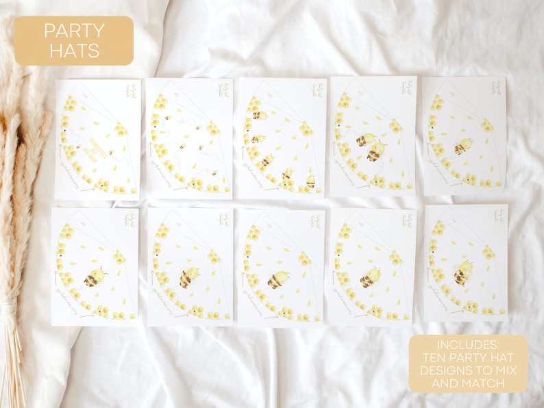 Editable Bee Party Hat, Birthday Party Hats, First Birthday Hat, 1st ...