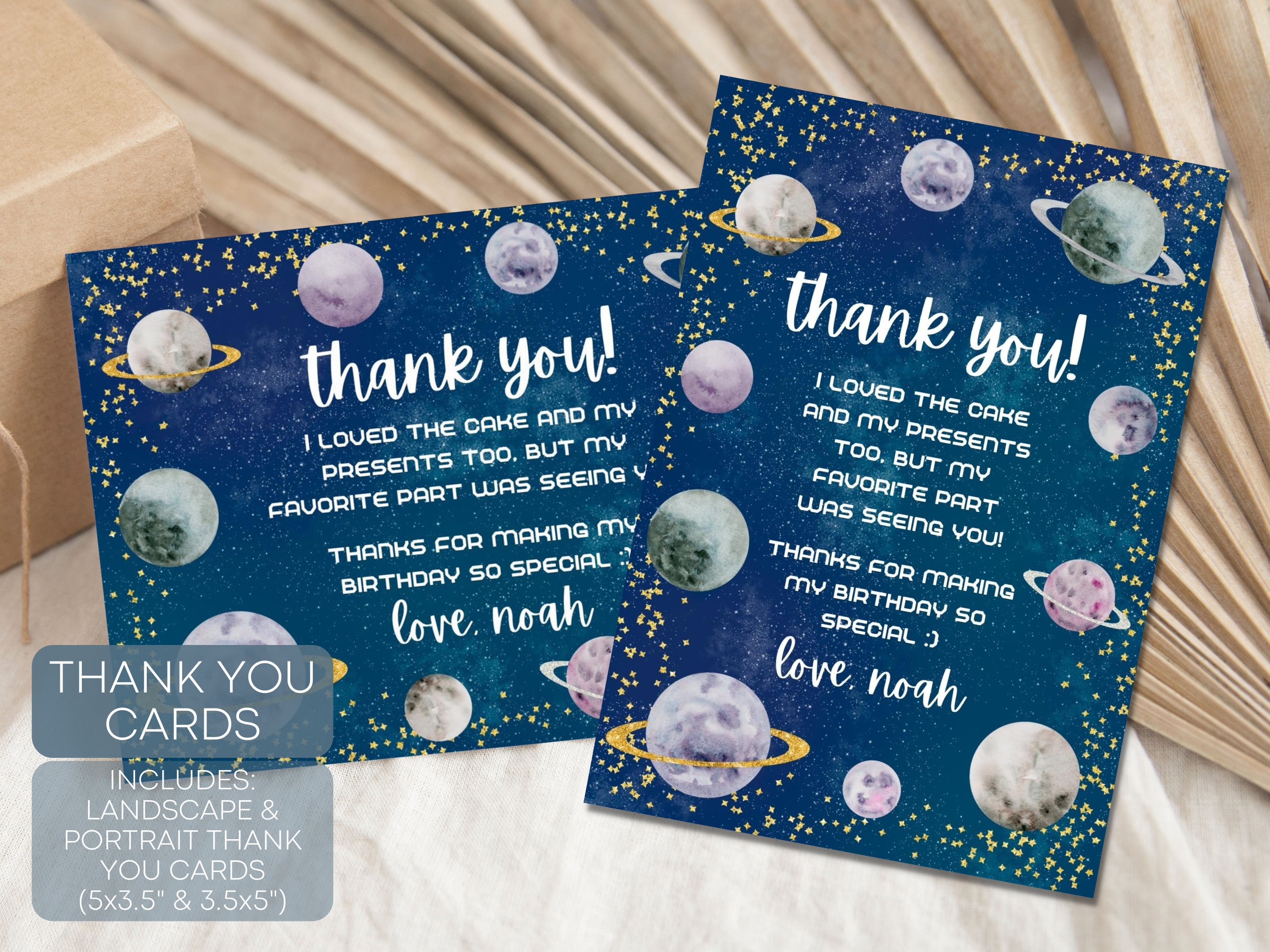 Space Thank You Cards, Thank You Card Template, Thank You Card ...