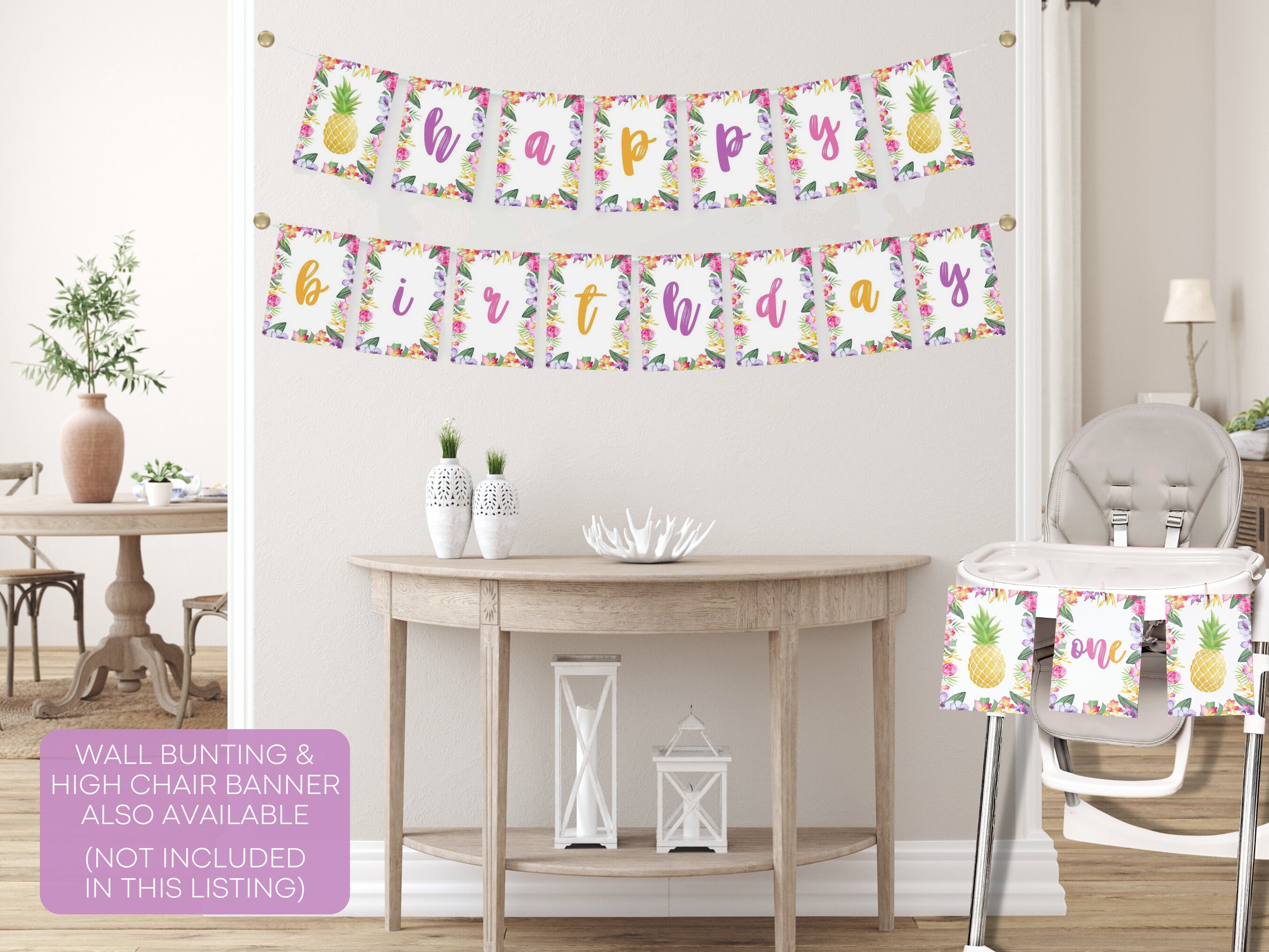 Editable Luau Photo Banner, Hawaiian Birthday 12 Month Photo Banner ...