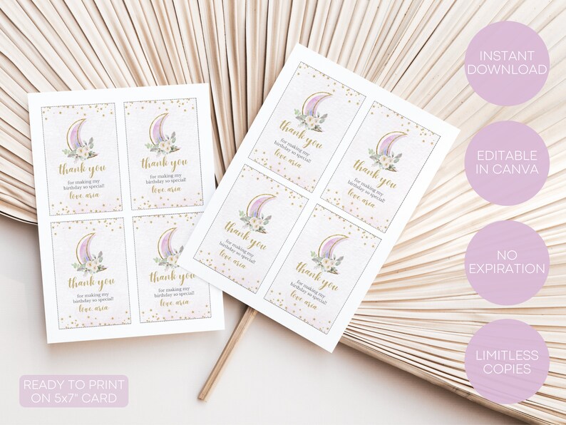 Editable Moon Favor Tag Moon Thank You Tag Printable Favor - Etsy