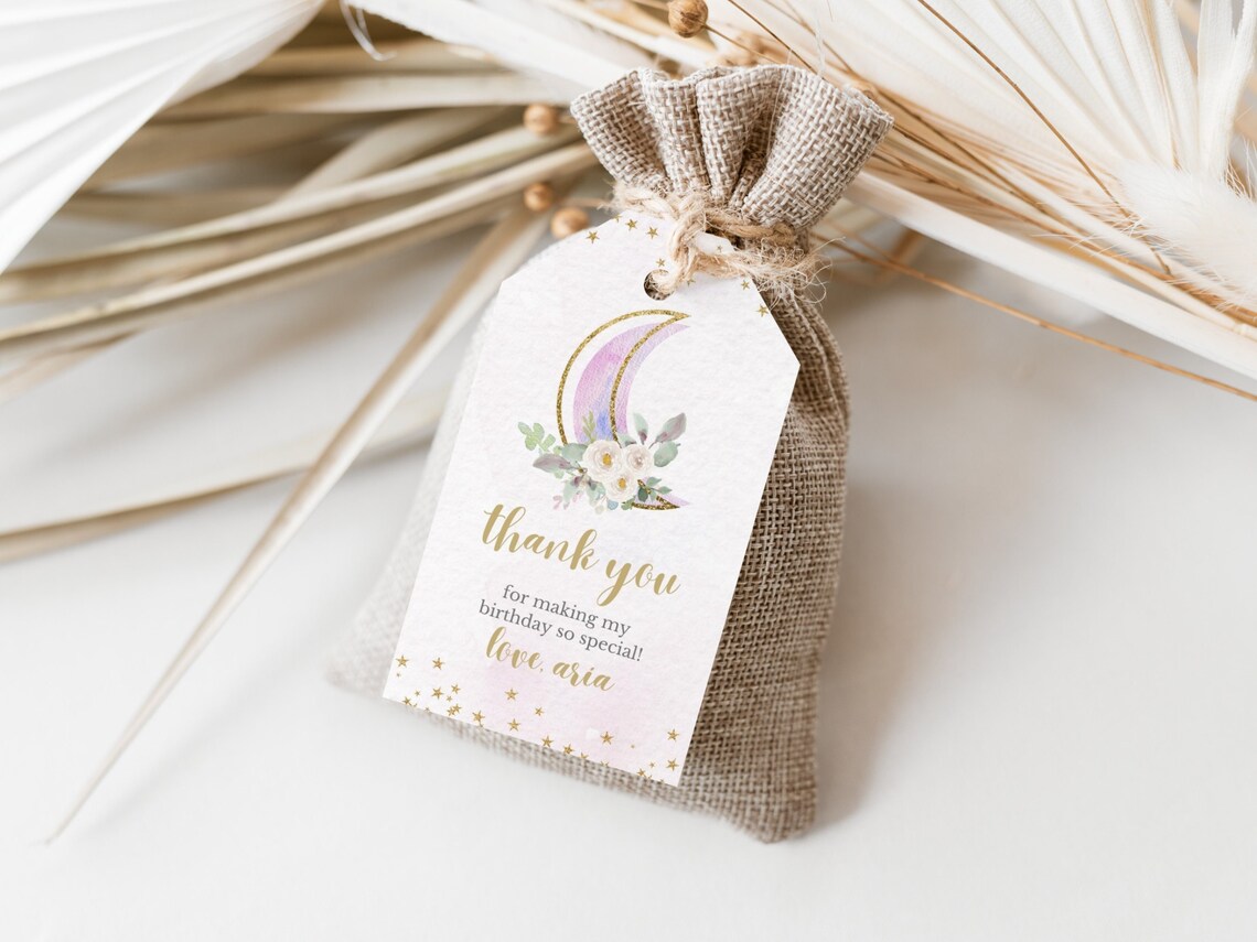 Editable Moon Favor Tag, Moon Thank You Tag, Printable Favor Label ...