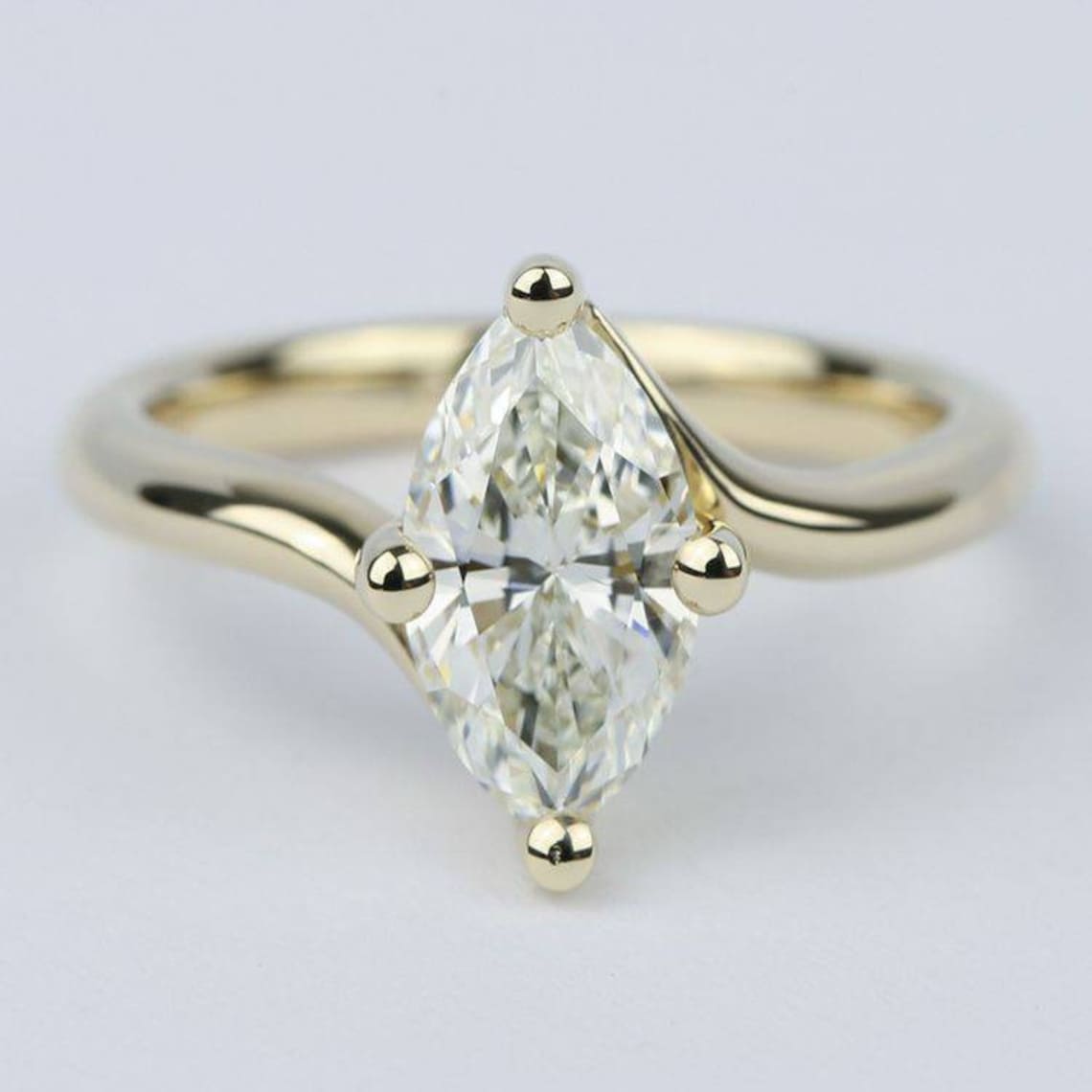 Handmade 10K Solid Gold Marquise Moissanite Ring, Thin Band - Etsy
