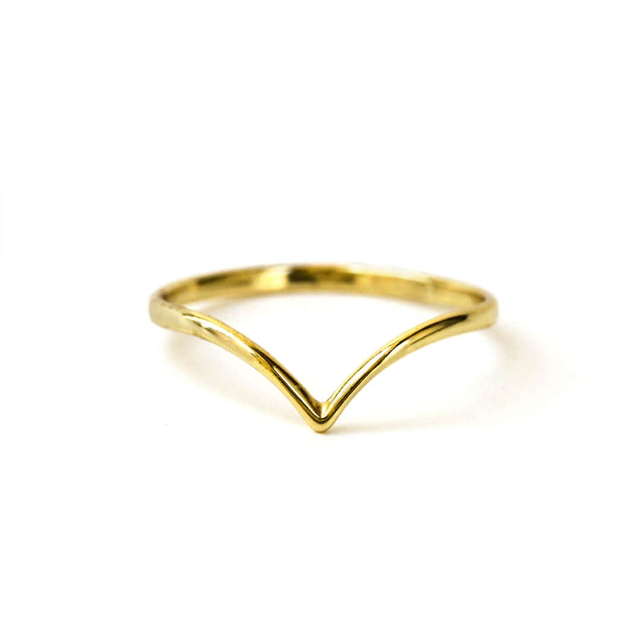 10K Solid Gold Simple Plain Chevron Band Stacking Dainty - Etsy