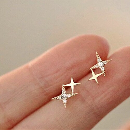 Dainty Small Amara Petal Moissanite Earring 10K Solid Gold - Etsy
