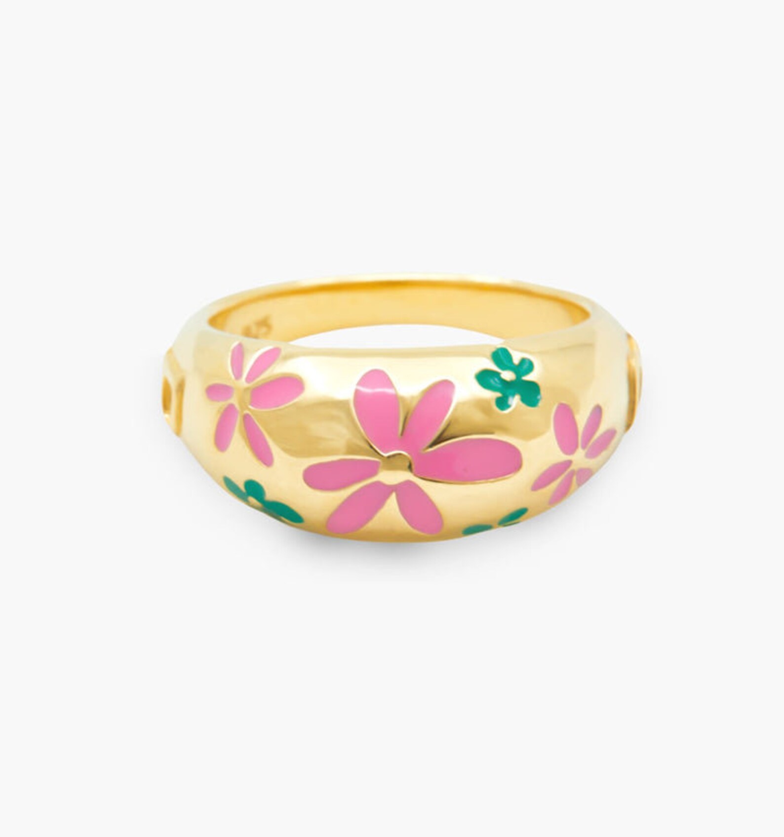 Vintage 10K Gold Flower Engraved Enamel Ring: Handmade Floral Band - Etsy