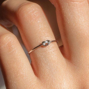 10K Solid Gold Love Knot Ring Stacking Dainty Twisted Wire Infinity ...