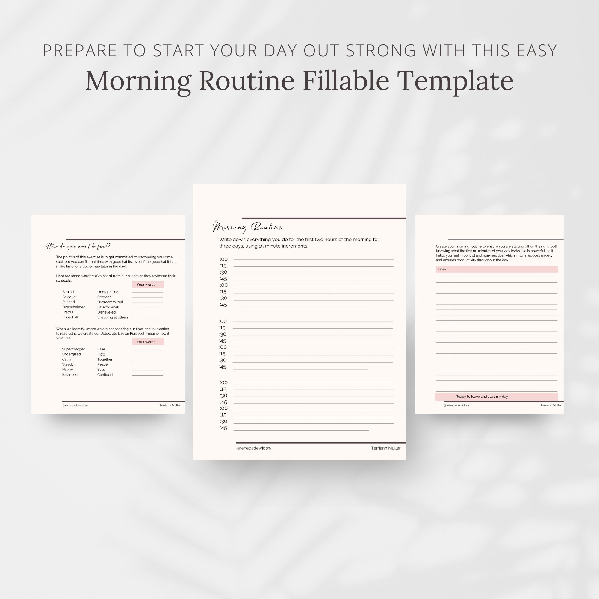 Morning Routine, Fillable Template, Widow's Morning Routine, Morning ...