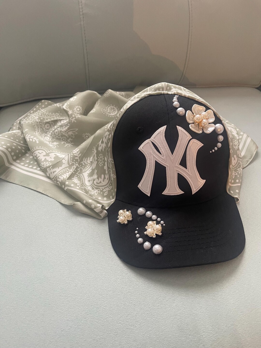 Custom Baseball Cap With Attached Scarf - Etsy