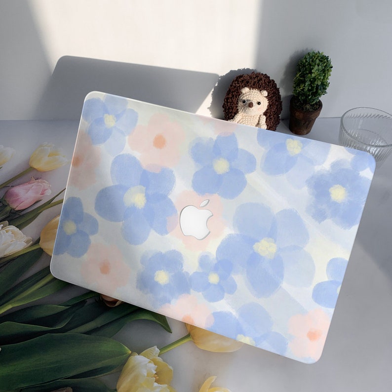 Pink&blue Flowers Macbook Air Case Hard Laptop Case for - Etsy