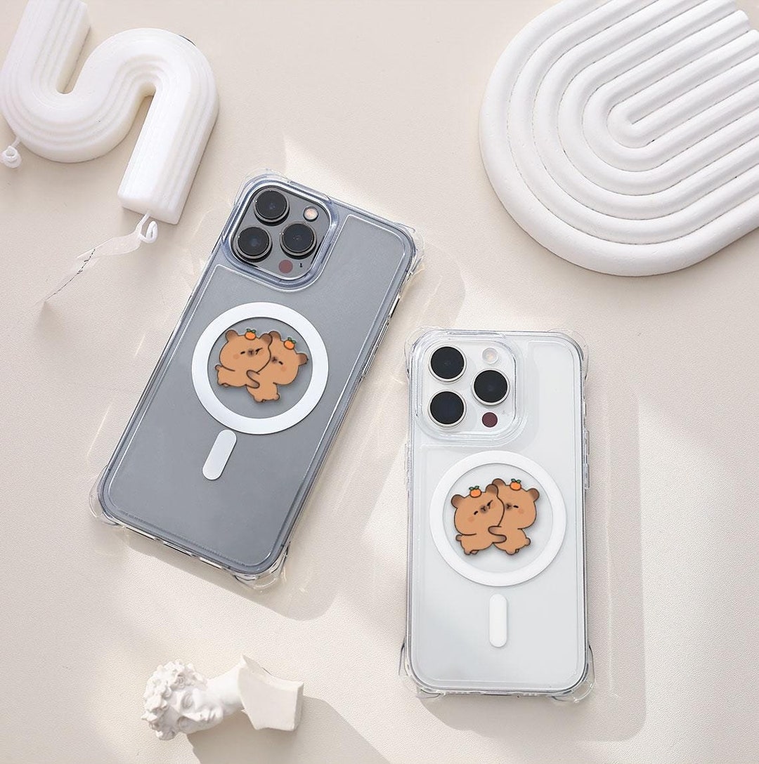 Cute Capybara Clear Magnetic Phone Case With Phone Chain, Support ...
